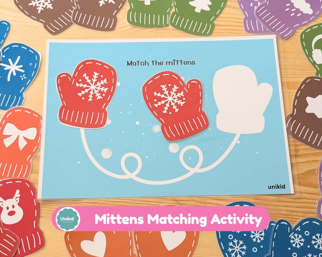 Mittens Matching Game, Winter Preschool Printable Activity (digital ...