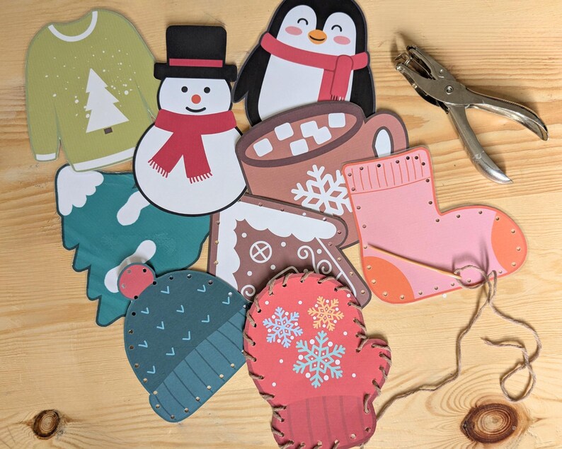 Winter Lacing Cards, 15+cards Printable Preschool Fine Motor Activity ...