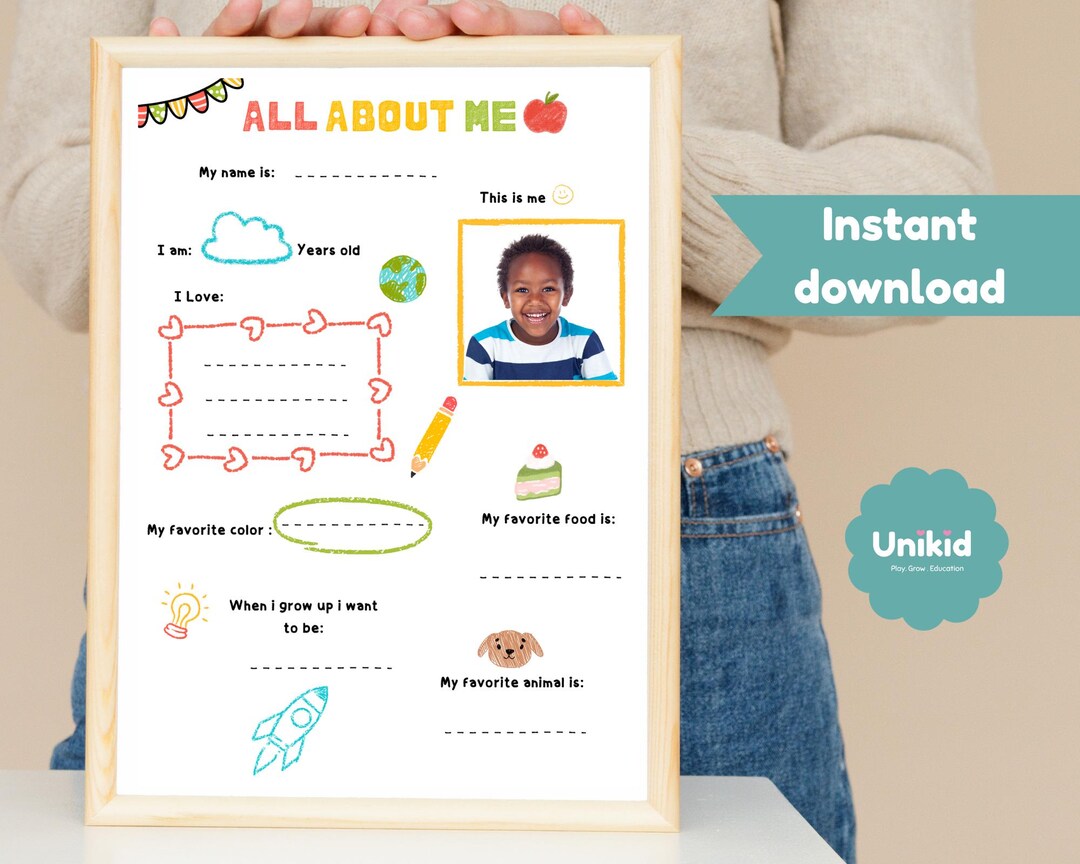 All About Me Worksheet: Back to School Printable Activity (PDF Download ...