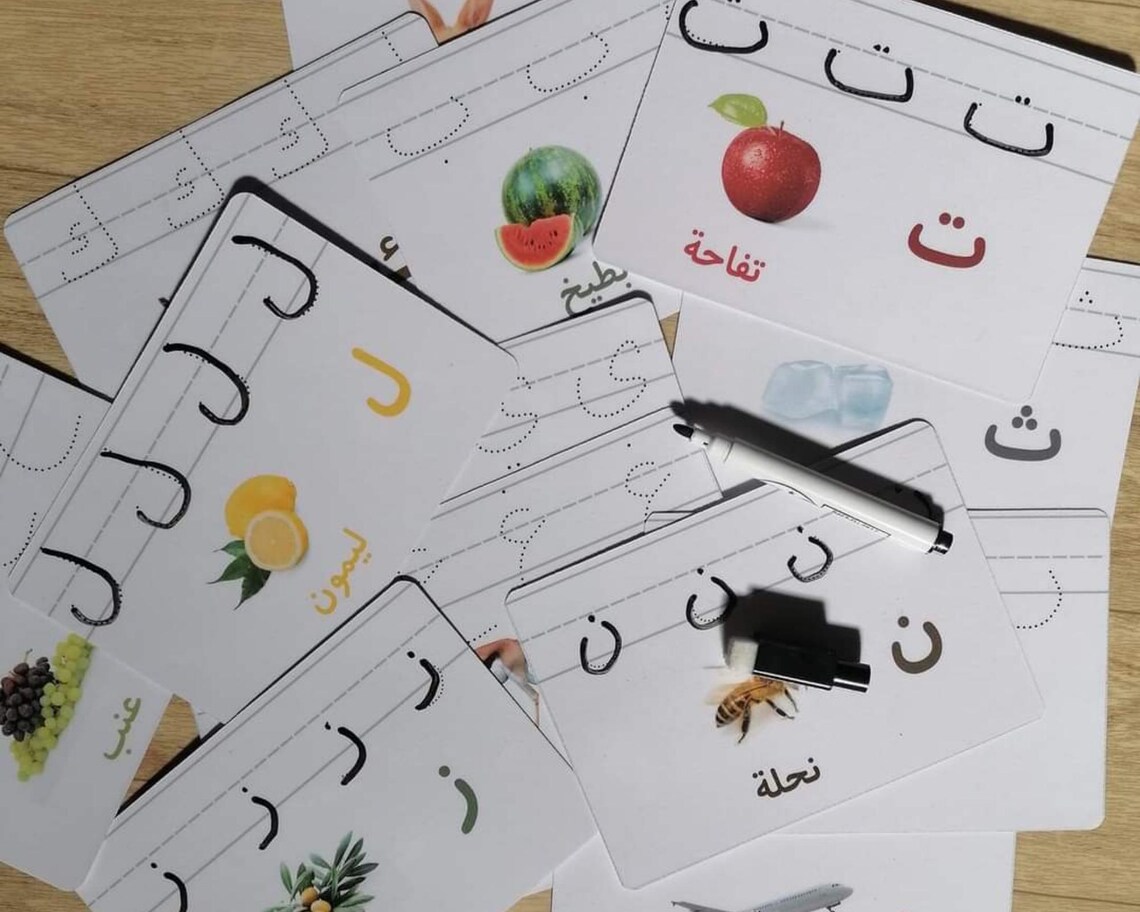 Arabic Alphabet Flashcards: Montessori Learning, Real Picture Cards ...