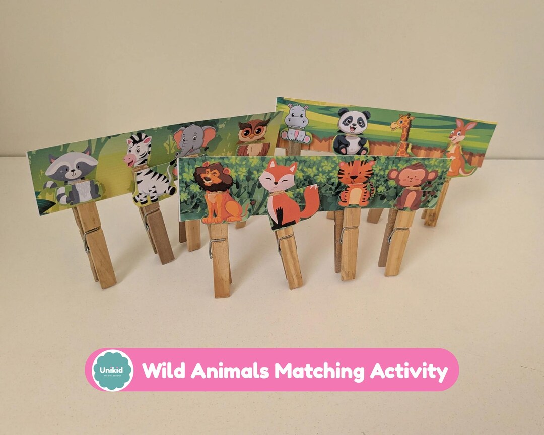 Jungle Animals Matching Game: Printable Busy Bag Activity (PDF Download ...
