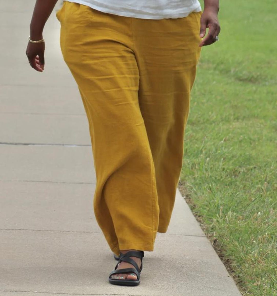 Handmade Tall Girl Linen Pants | High-waisted Wide Leg | Custom Inseam ...