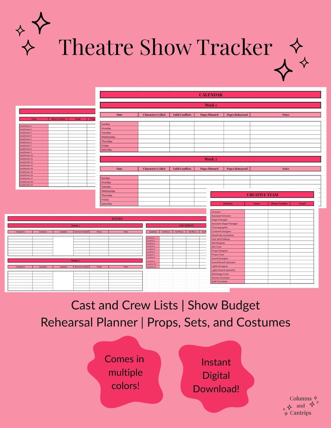Theatre Show Tracking, Show Budget/planner, Costume/prop/set List ...
