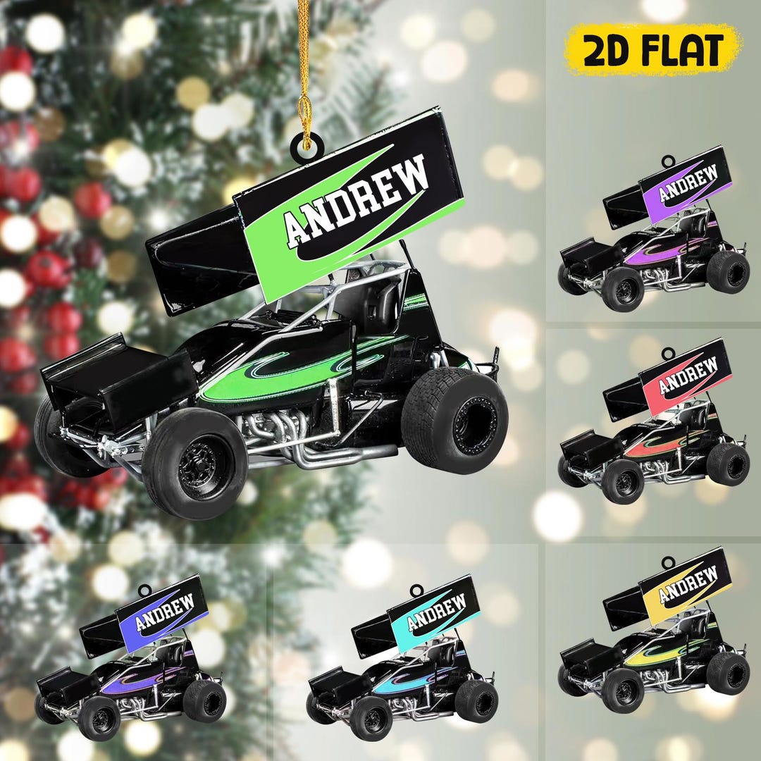 Personalized Racing Car Christmas Ornament, Custom Racer Christmas Gift ...