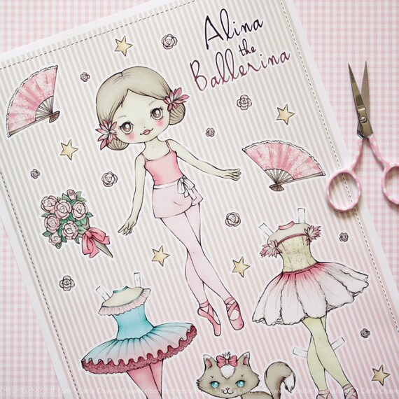 Items similar to Alina the Ballerina paper doll - made to order on Etsy
