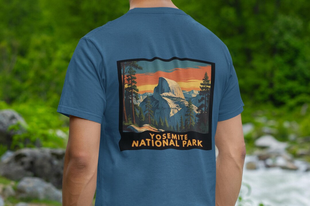Yosemite National Park Shirt, Sierra Half Dome Back Print Tee, Hiking ...