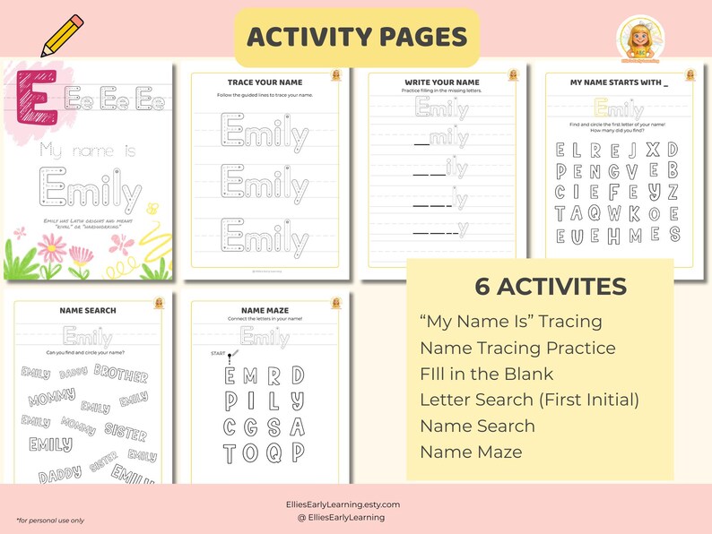 AVA - Personalized Name Tracing Worksheet Printable - Preschool ...