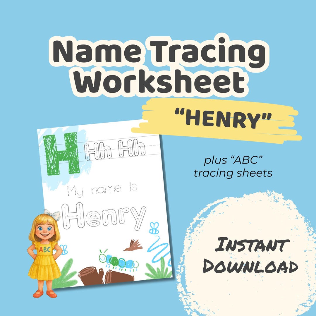 HENRY - Personalized Name Tracing Sheet for Kids - Preschool Name ...