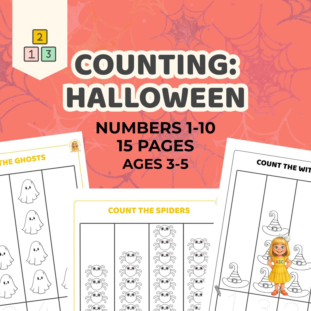 Halloween Counting Worksheets: Preschool Math Pack (PDF Download) - Etsy