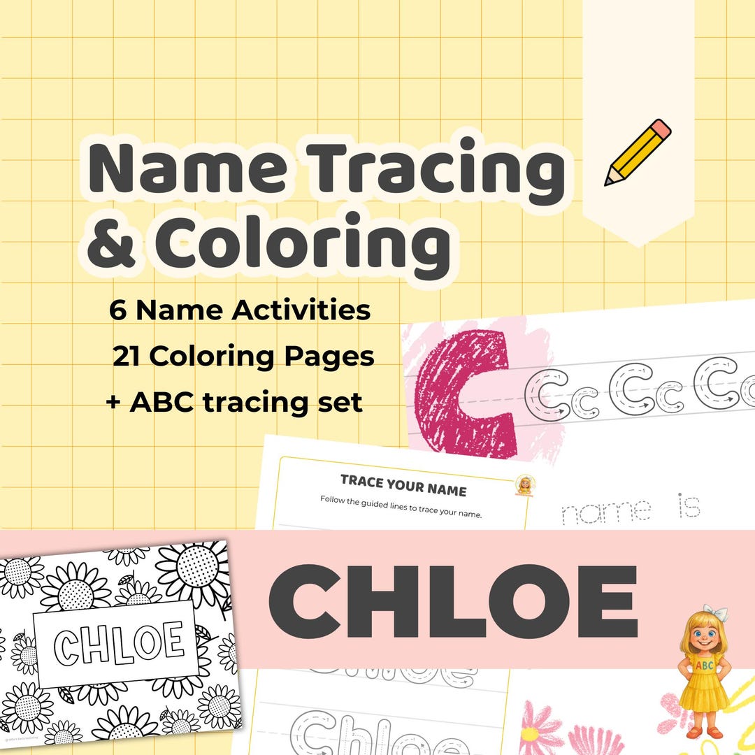 CHLOE - Personalized Name Tracing Worksheet - Preschool ABC Practice ...