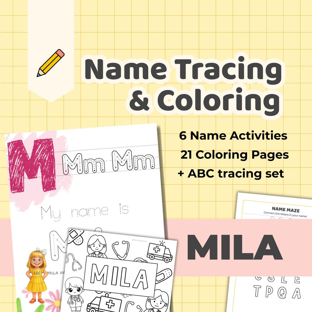 MILA - Personalized Name Tracing Worksheet Printable - Preschool ...