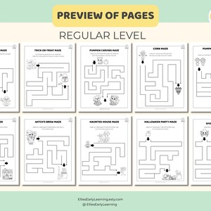 Halloween Maze Worksheet Packet: Preschool Kids Activity (PDF ...