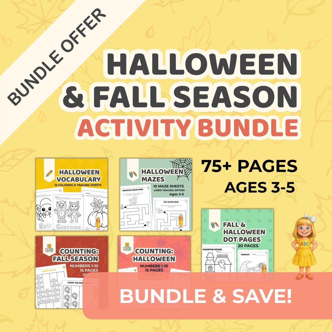 Halloween & Fall Activity Bundle: Preschool Worksheets (digital ...