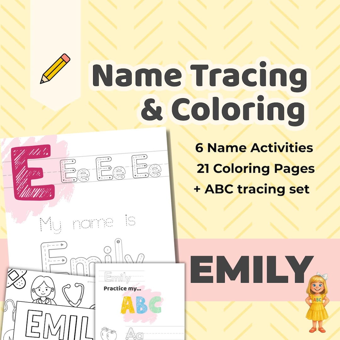 EMILY - Alphabet Name Tracing Printable - Custom Handwriting Practice ...