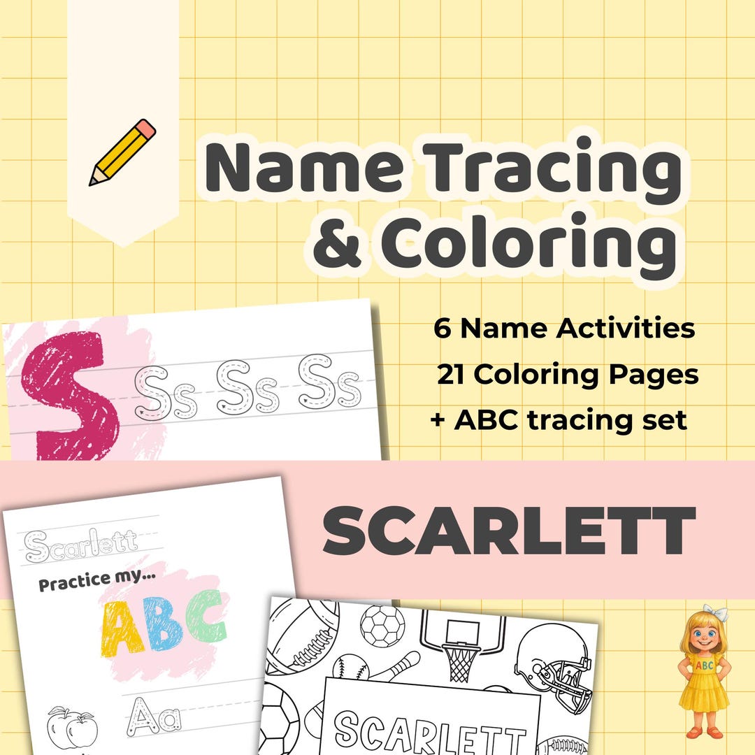 SCARLETT - Alphabet Name Tracing Printable - Custom Handwriting ...