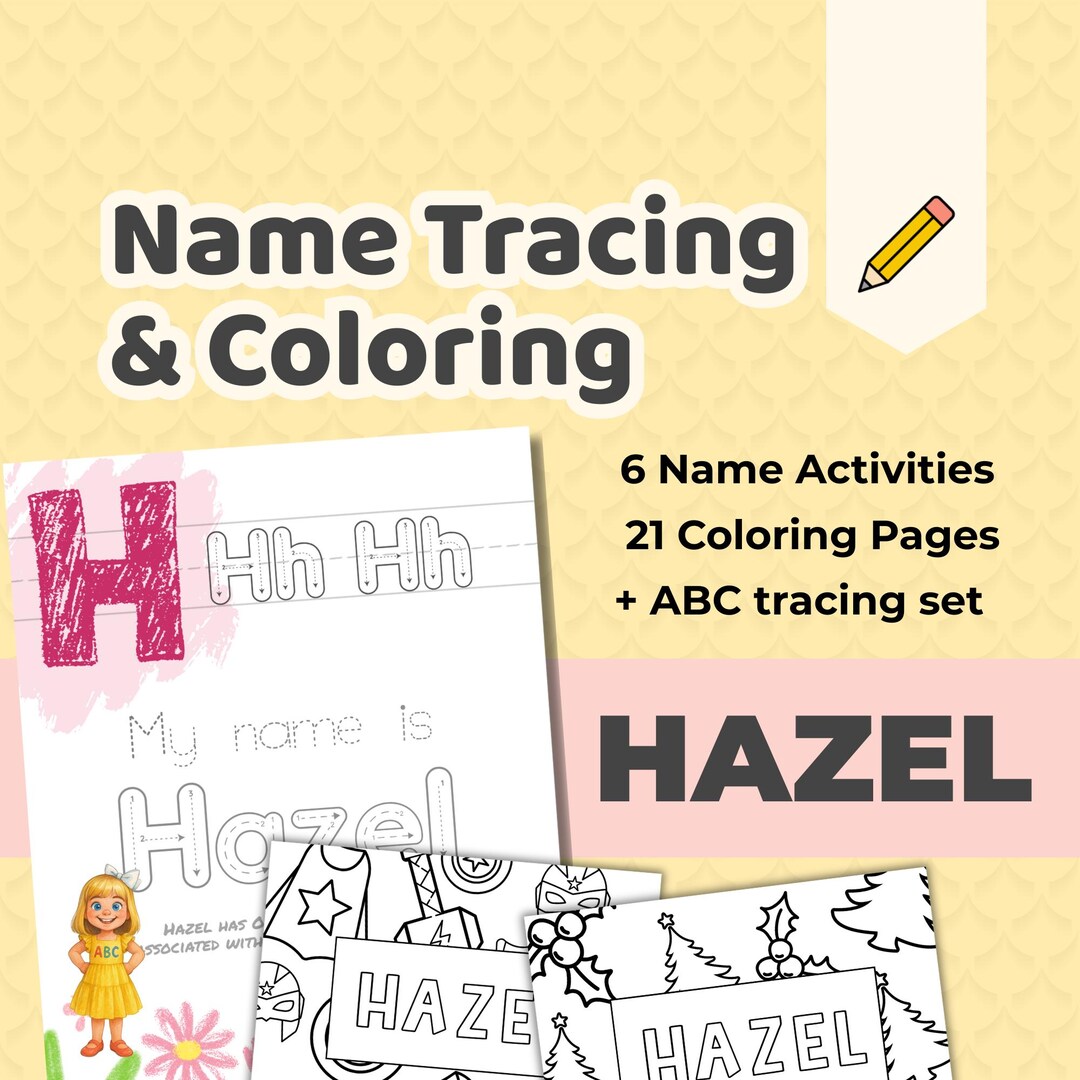 HAZEL - Personalized Name Tracing Worksheet Printable - Preschool ...