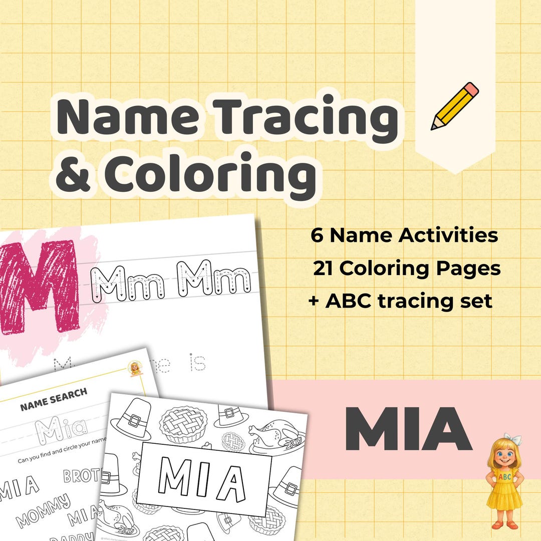 MIA - Personalized Name Tracing Worksheet Printable - Preschool ...