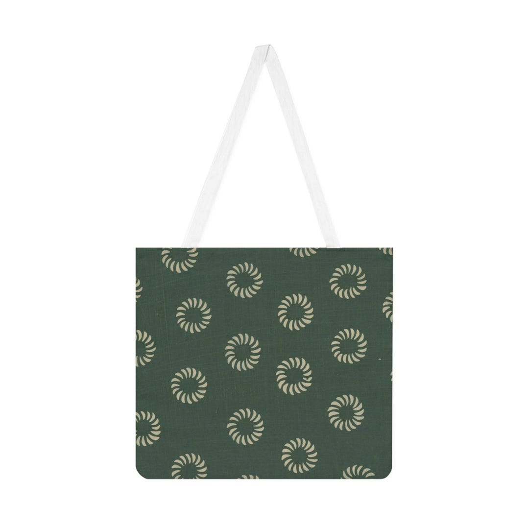 Ancient Spiral Motif Tote Bag - Japanese Tomoe-inspired Pattern in Deep ...