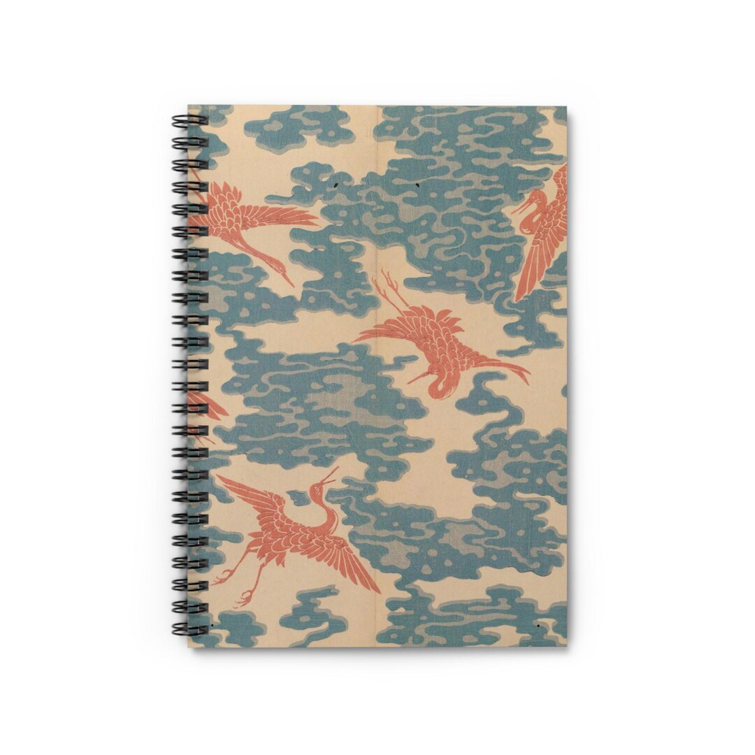Flying Crane Pattern Spiral Notebook, 6x8 Ruled Journal for Study Notes ...
