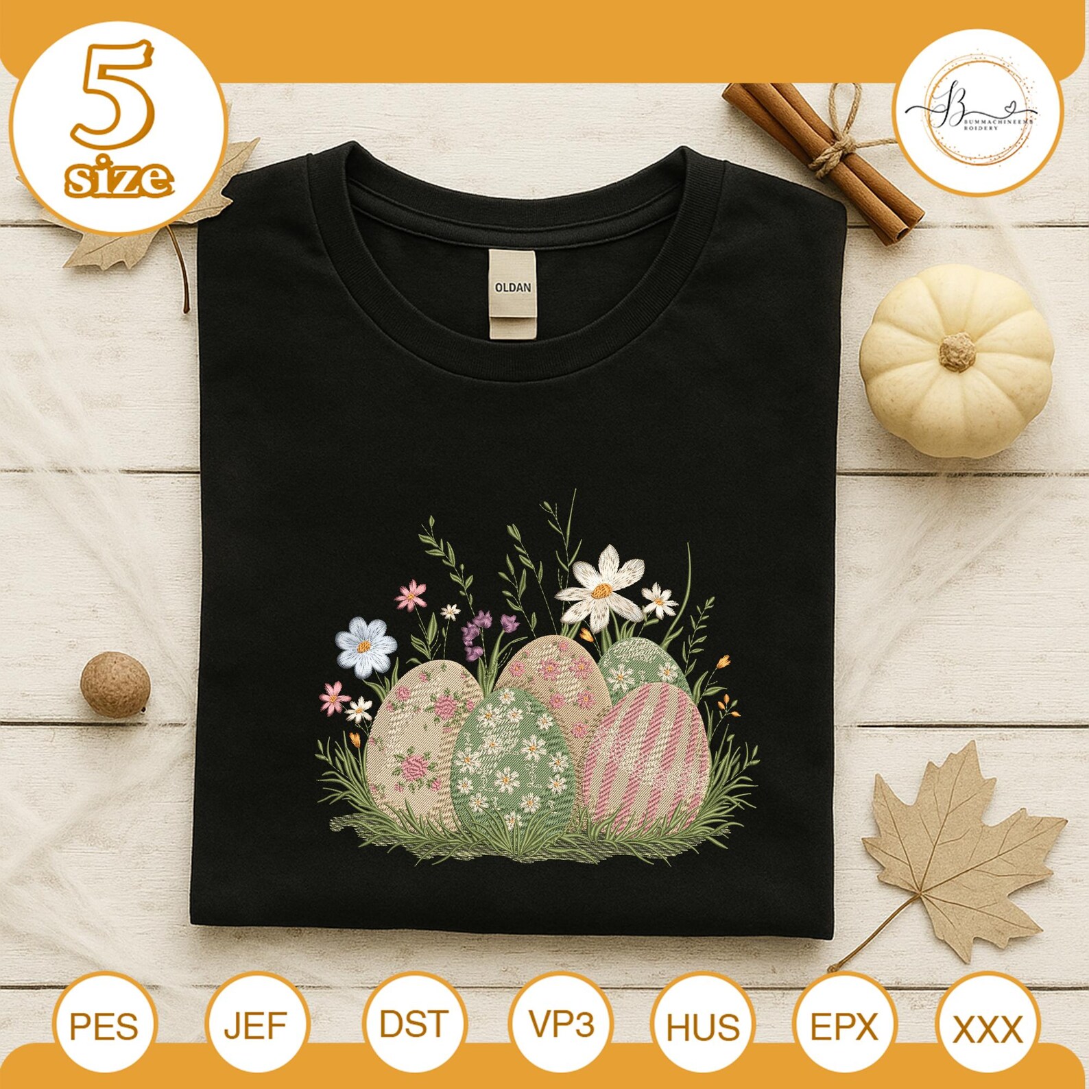 Easter Wildflower Eggs Embroidery File, Happy Easter's Day Embroidery ...