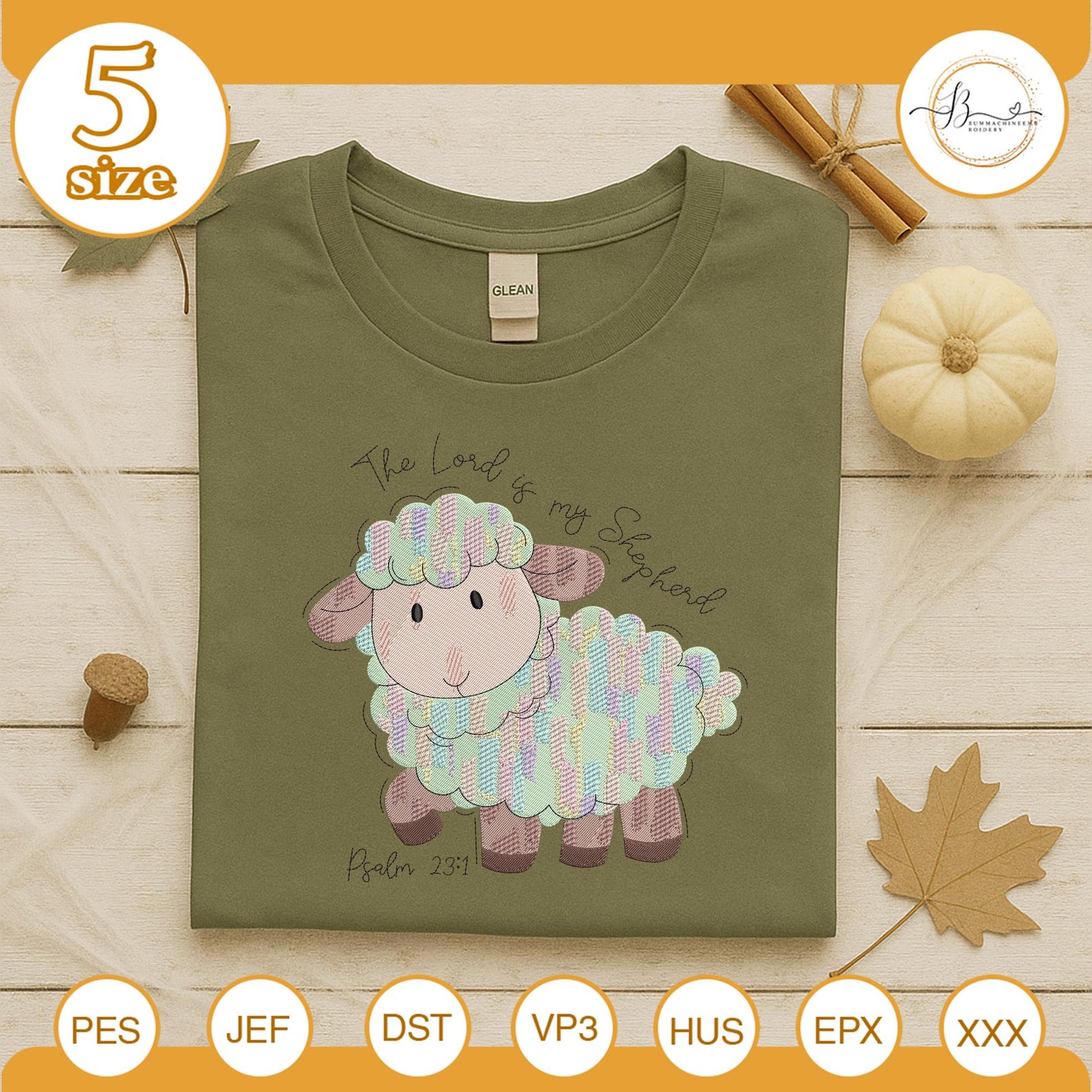 Psalm 23:1 Embroidery File, the Lord is My Shepherd Embroidery Design ...
