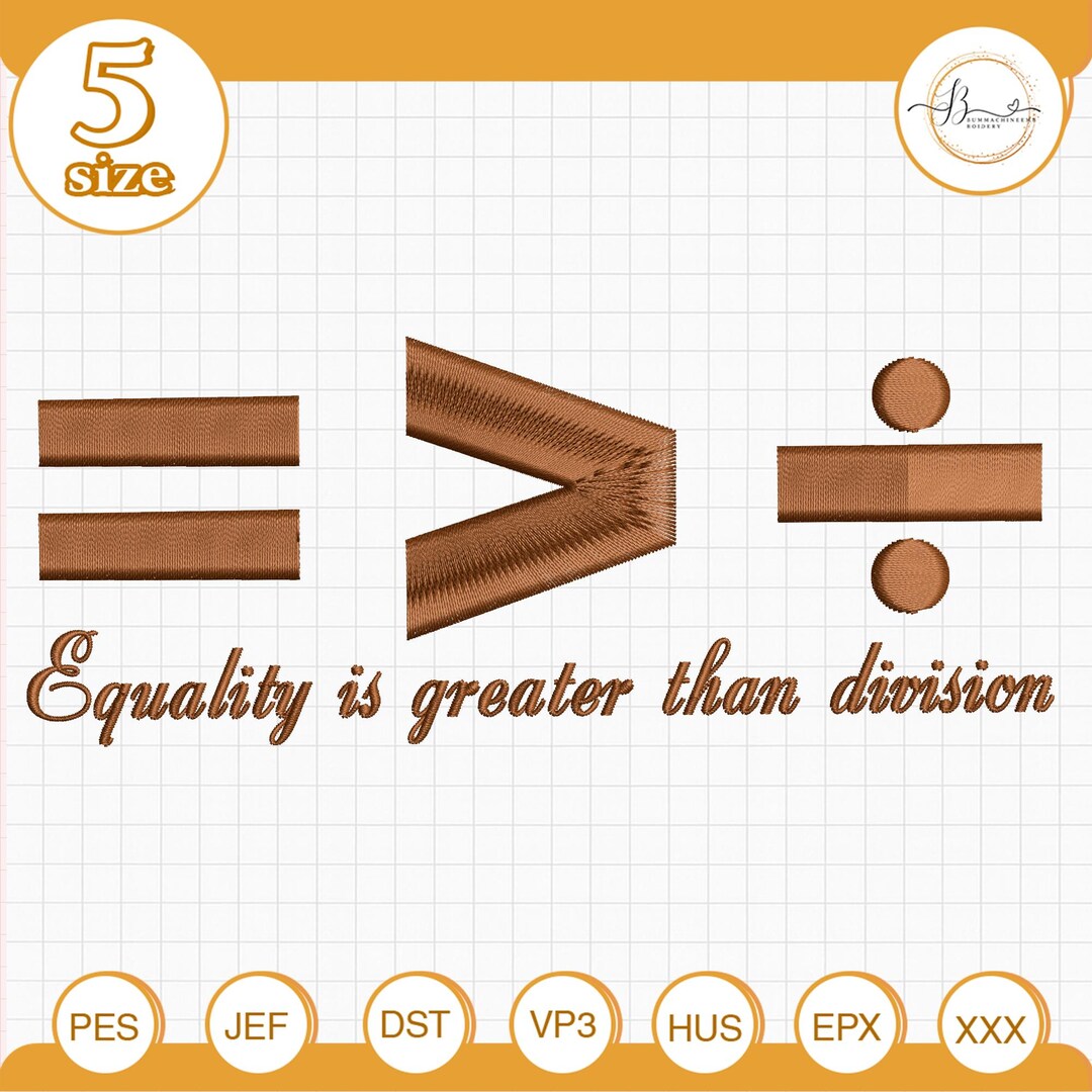 Equality is Greater Than Division Embroidery File, Math Symbol ...