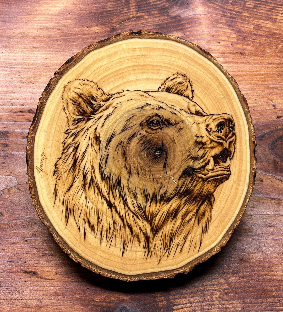 Hand-burned Grizzly Bear Wood Art - Etsy