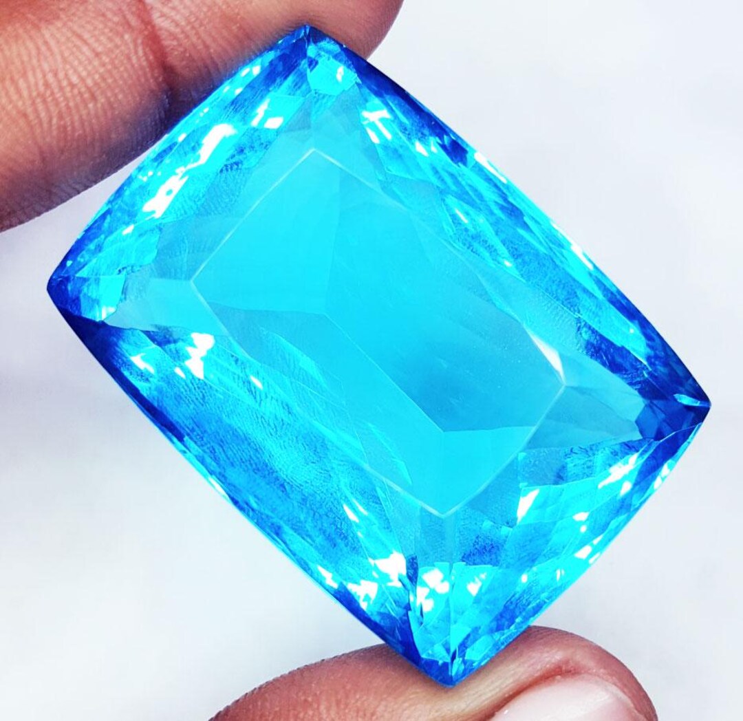 Transparent Blue Topaz 245+ Ct Huge Size Loose Gemstone Cushion Cut ...