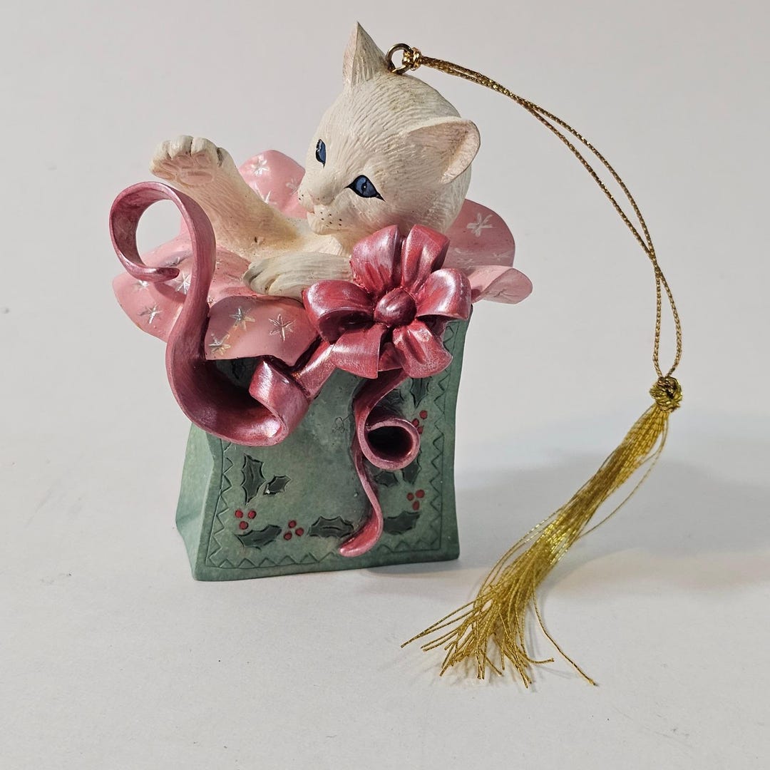 Lenox Holiday Mischief 1998 Kitten Ornament Gift Box Holly Christmas ...
