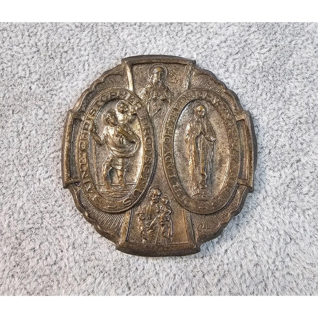 Vintage St Christopher Our Lady of the Highway Visor Pin 2.75" - Etsy