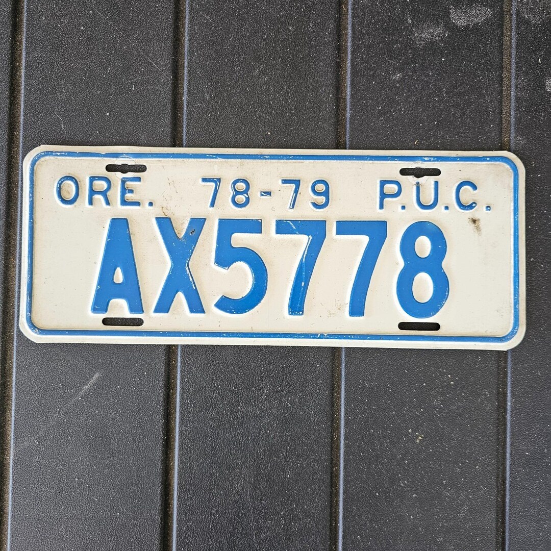 VTG Oregon License Plate PUC 1978 1978 78 779 1970's AX5778 Public ...