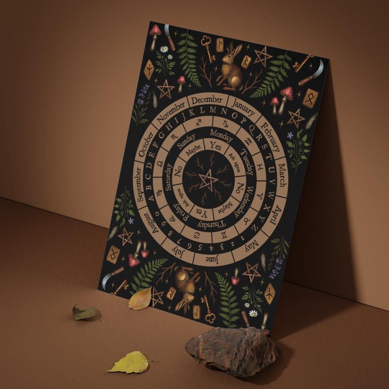 Witchy Pendulum Board | Printable Chart for Dowsing, Yes/no Answers ...