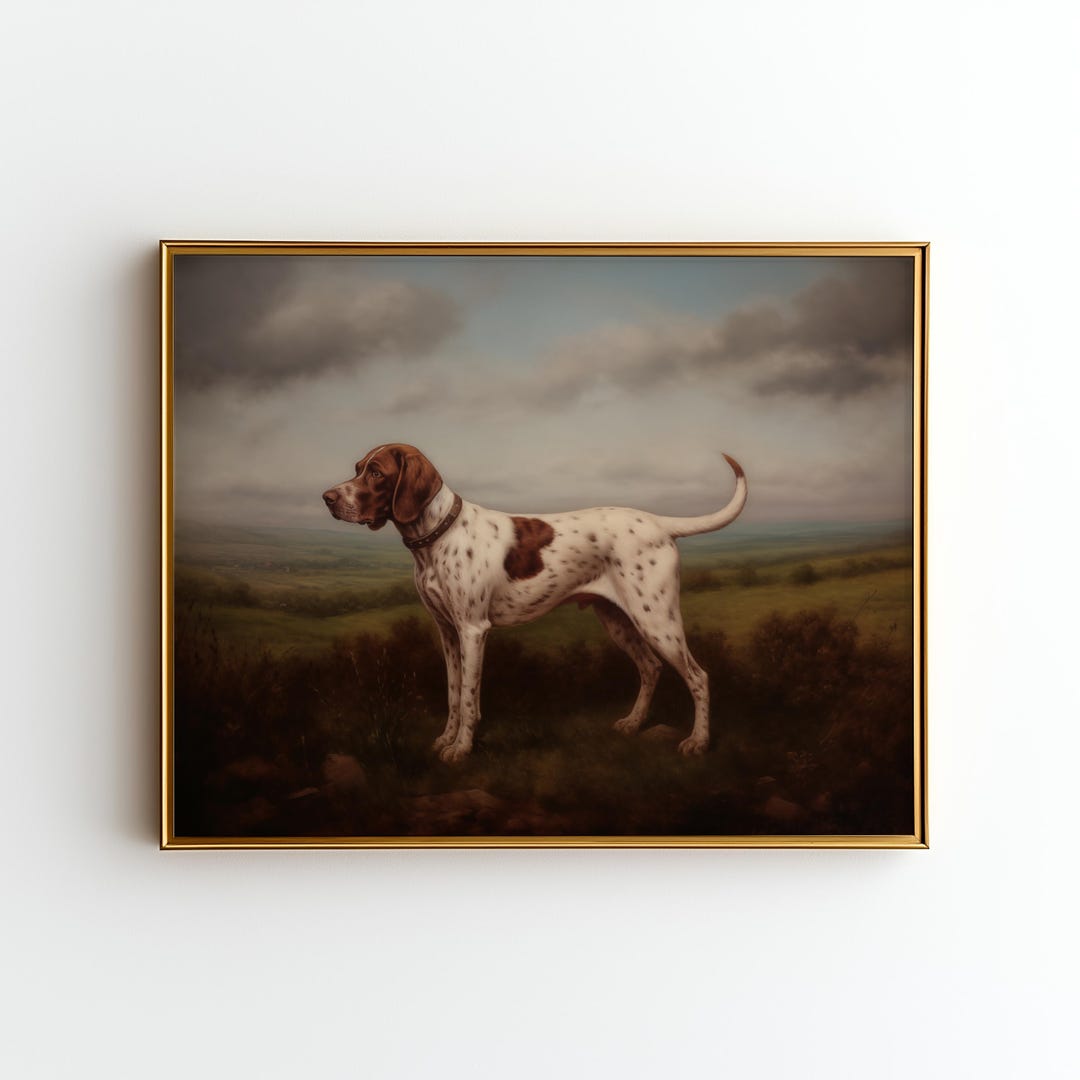 Vintage Pointer Dog Painting, Classic Canine Portrait Print ...