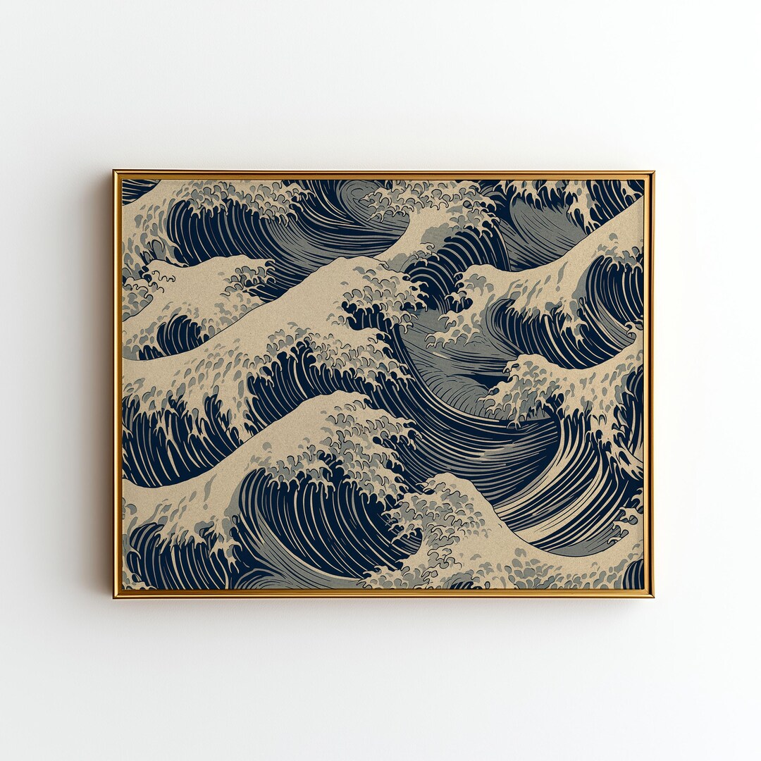 Japanese Wave Art, Ukiyo-e Ocean Pattern, Great Wave off Kanagawa Style ...