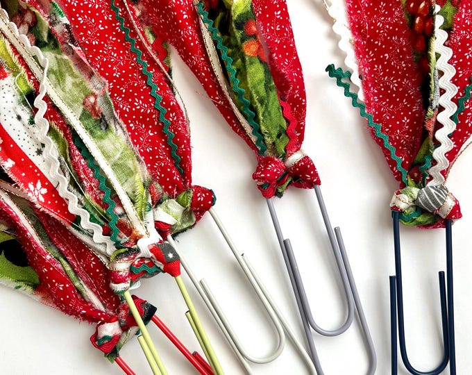 Jumbo Paper Clips (set of 2): Holiday Scrappy Fabric Christmas Tags ...