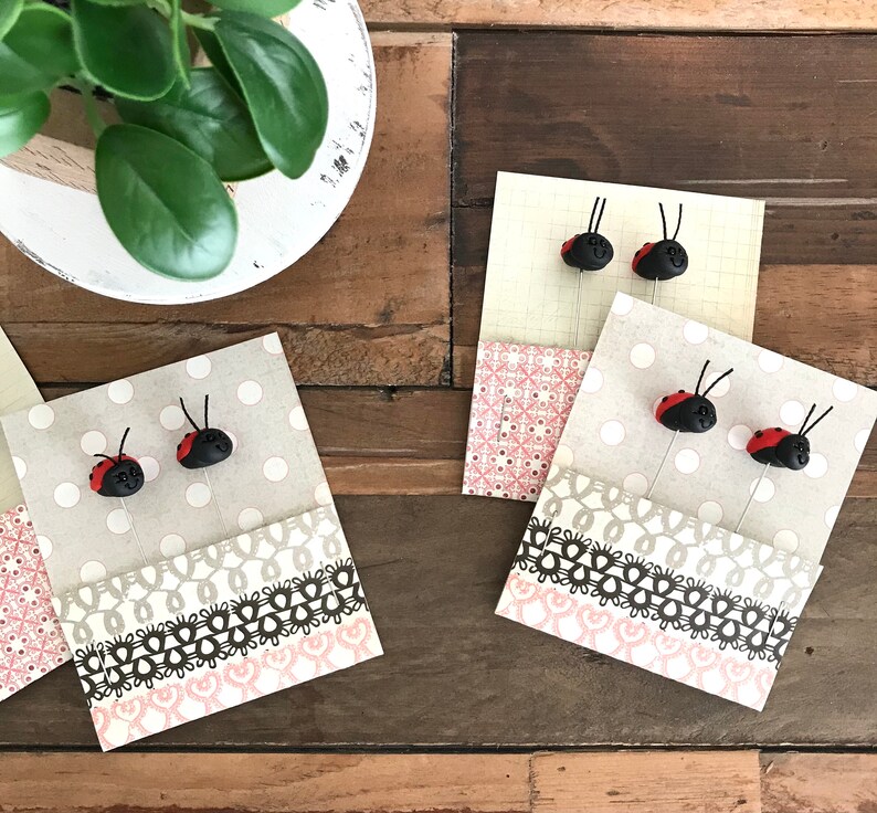 Ladybug Polymer Clay Straight Pins set of 2 Decorative | Etsy