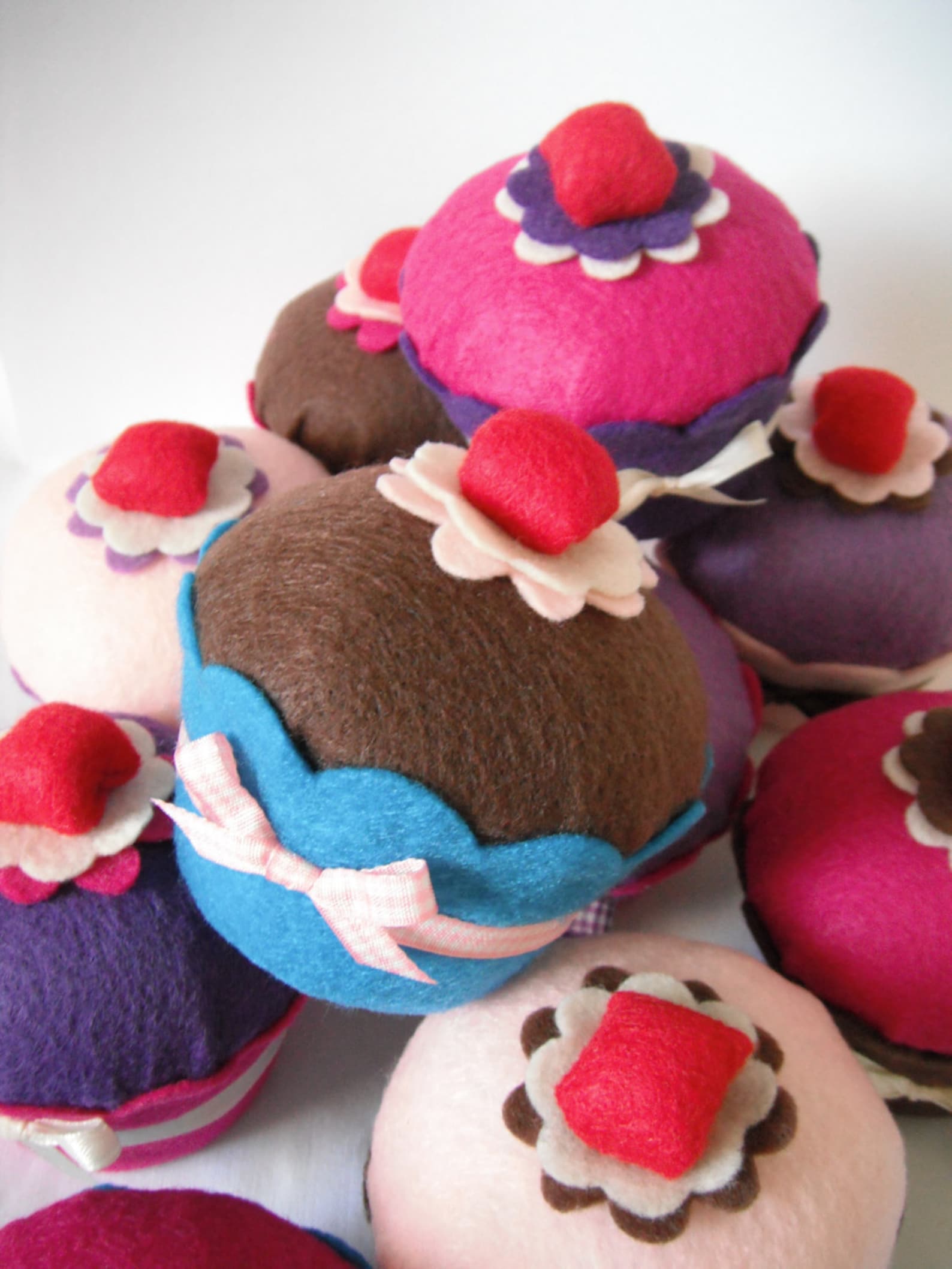 Set of 6 Cherry Felt Cupcakes Home Decor Fake Food Party | Etsy