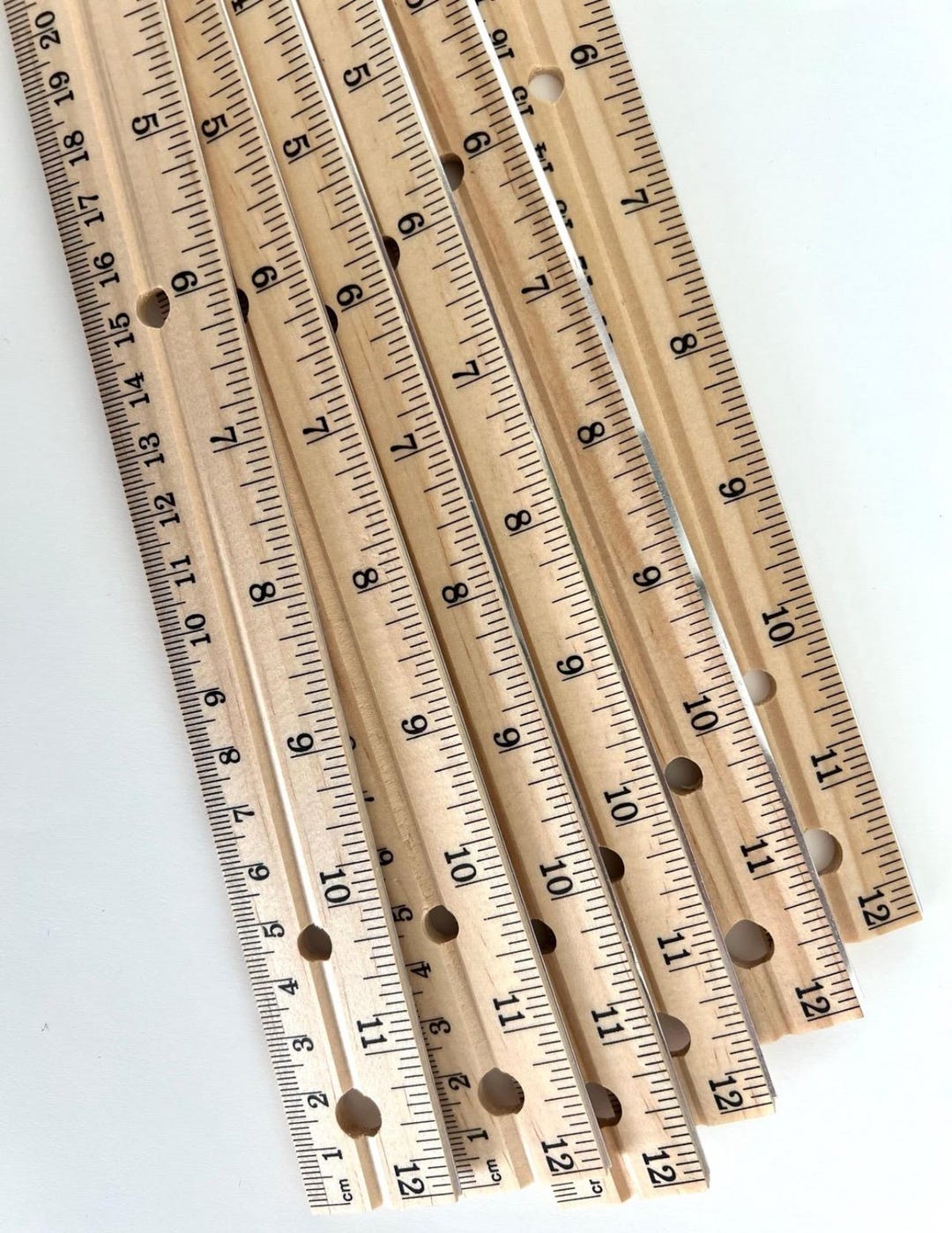 Set of 6 Wooden Rulers (12 Inch) - Office Supplies, Teacher, School ...