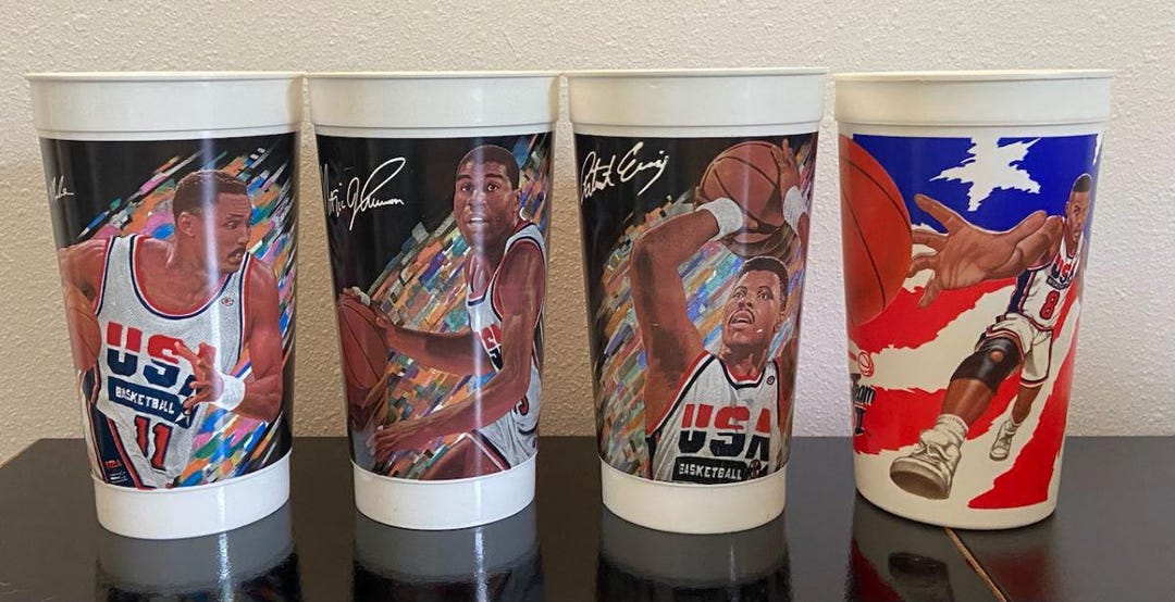 Mcdonald's Team USA Basketball Cups Set of 4 Magic Ewing Malone Smith ...