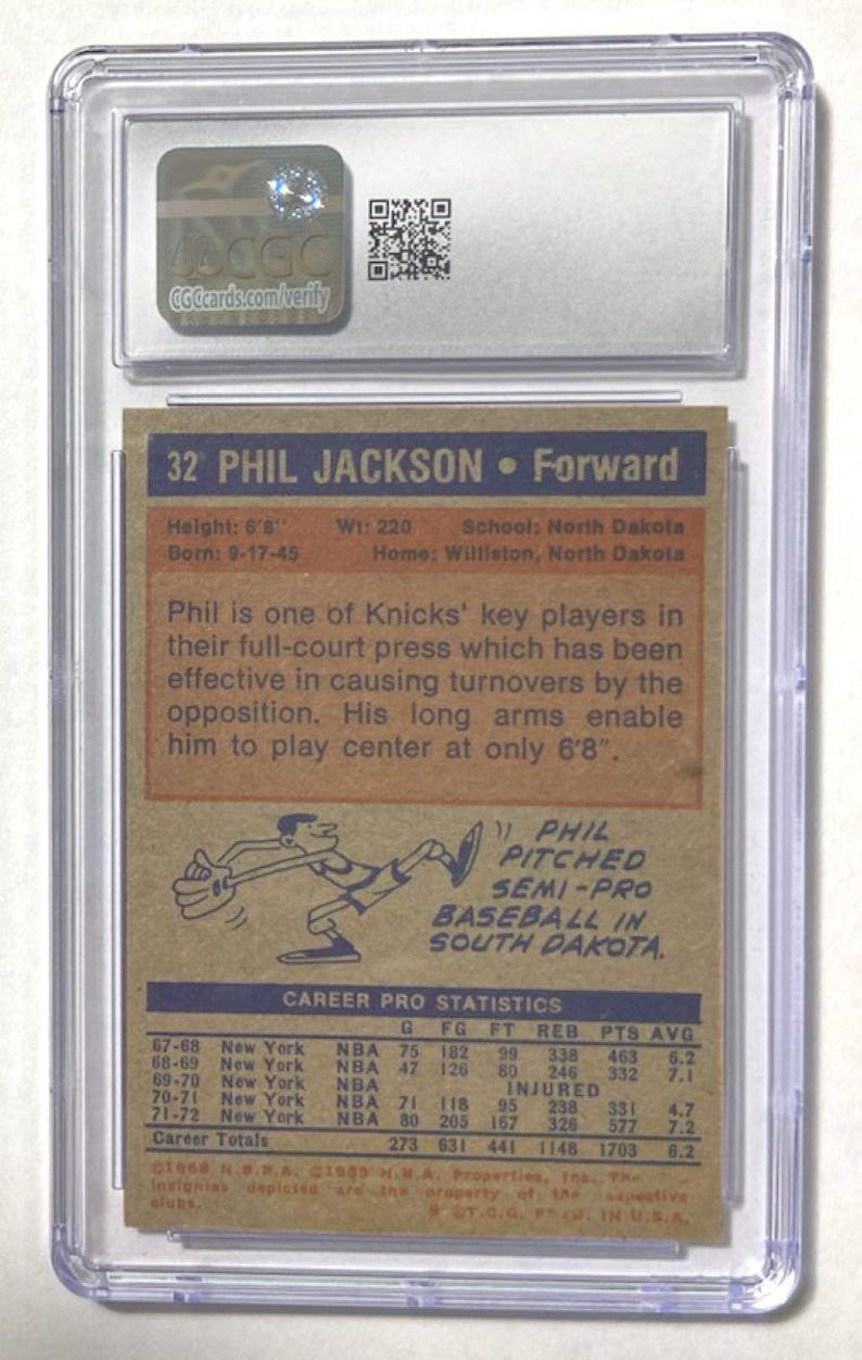 1972-73 Topps Phil Jackson #32 Sports Card New York Knicks Graded CGC 7 ...