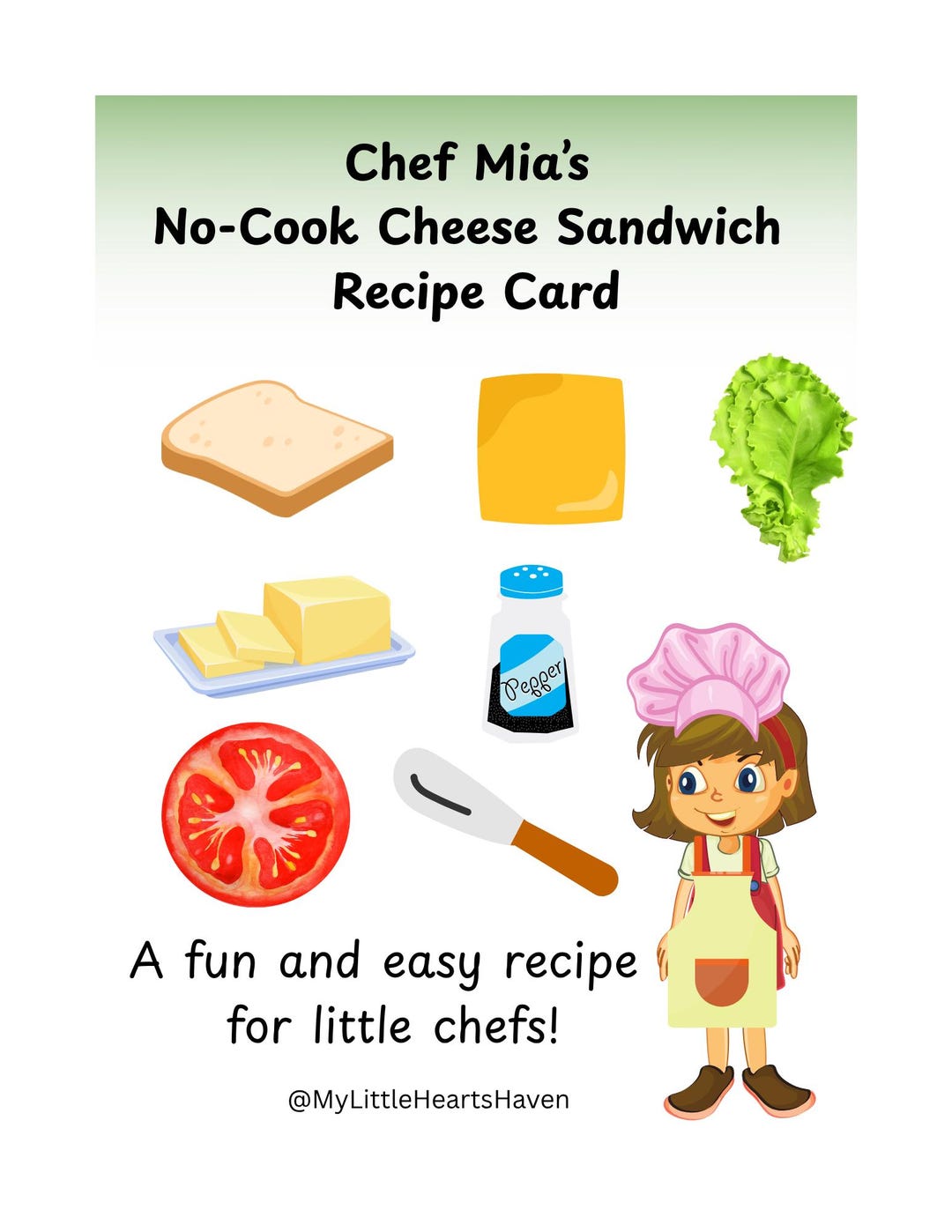 Cheese Sandwich Recipe Card for Kids: Step-by-step Visuals (digital ...