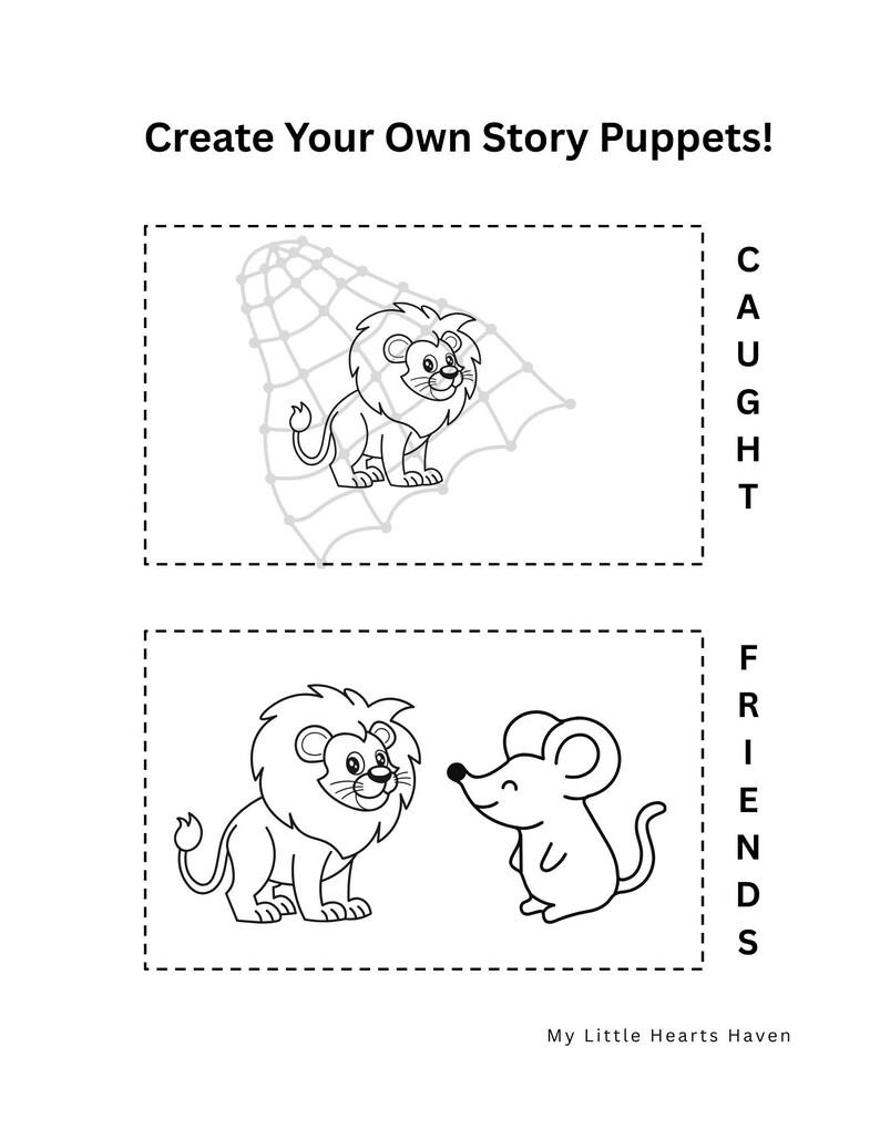 Lion and the Mouse Activity Pack for Kids | Coloring, Tracing, Puppets ...
