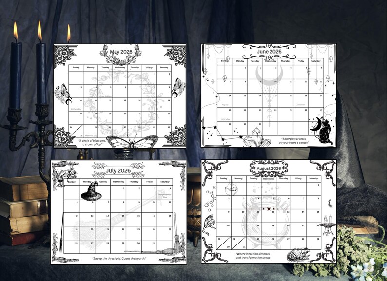 Mystical 2026 Printable Calendar - Etsy