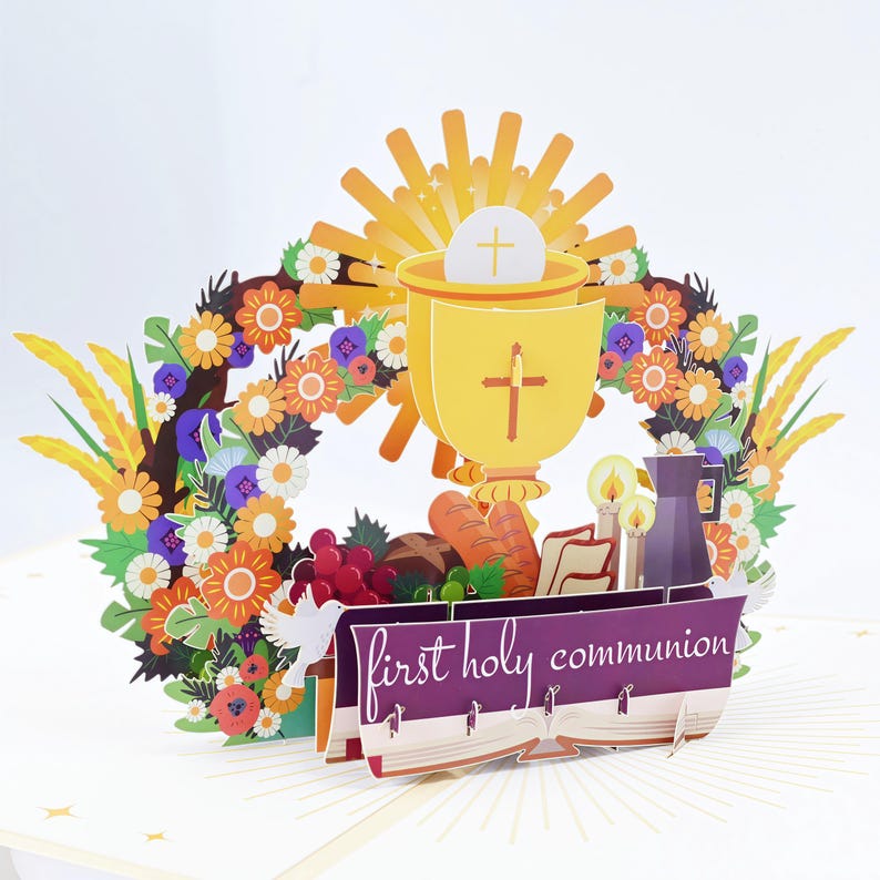 First Holy Communion Pop up Card, Keepsake Religious 3D Greeting Gift ...