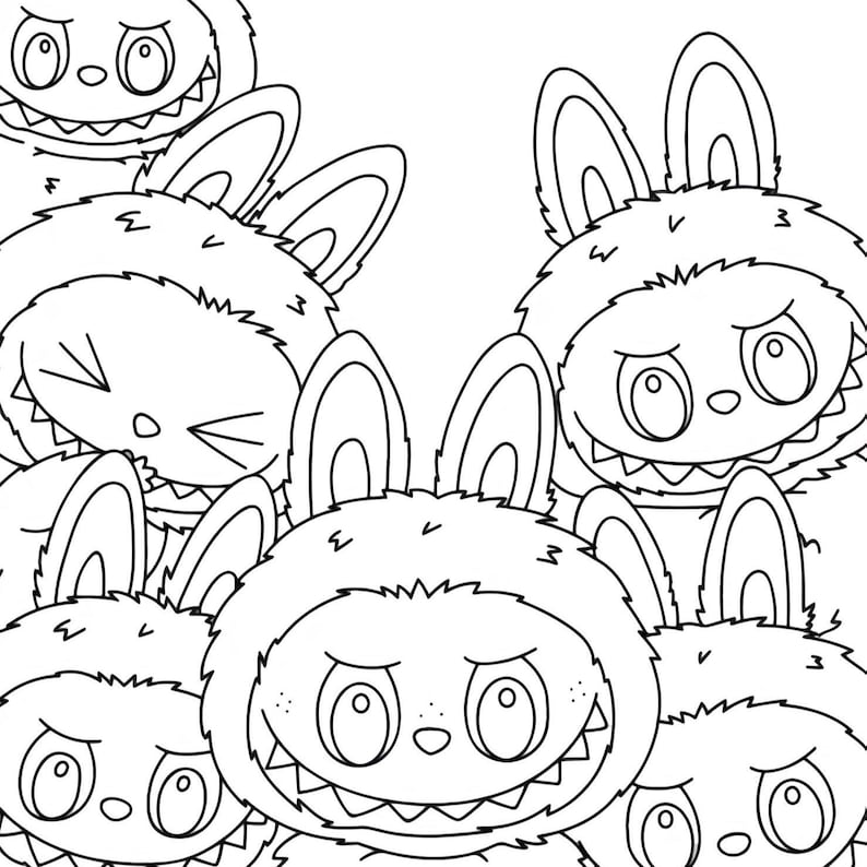 Labubu Colouring Pages Bundle – 54 Printable PDF Sheets, Instant ...