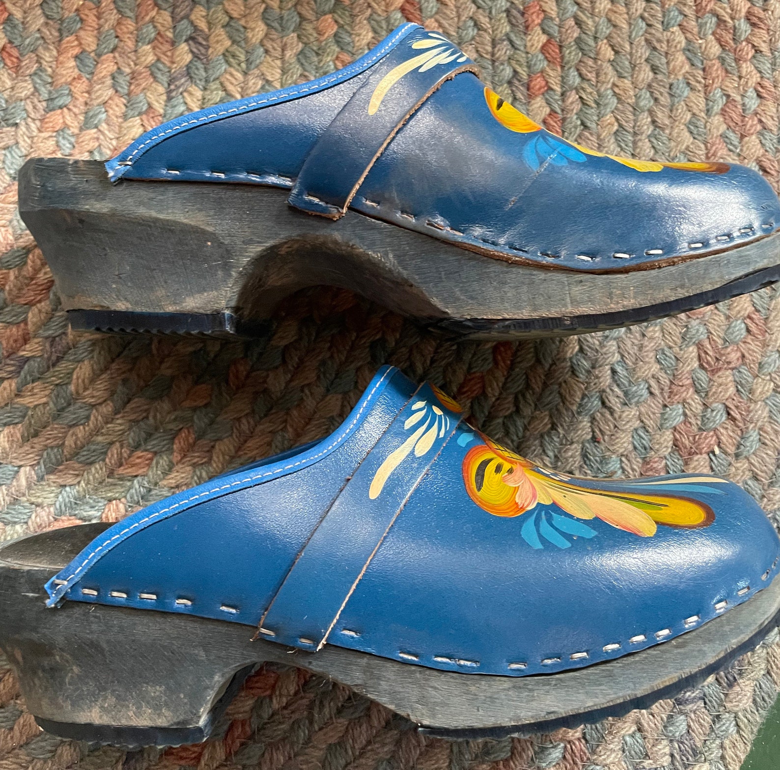 Vintage 70s Painted Swedish Clogs by Vollsjo EU 40 US 8.5 9 9.5 - Etsy