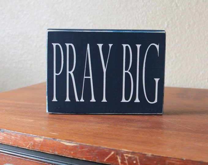 Navy Blue and White Pray Big Painted Wood Sign - Etsy