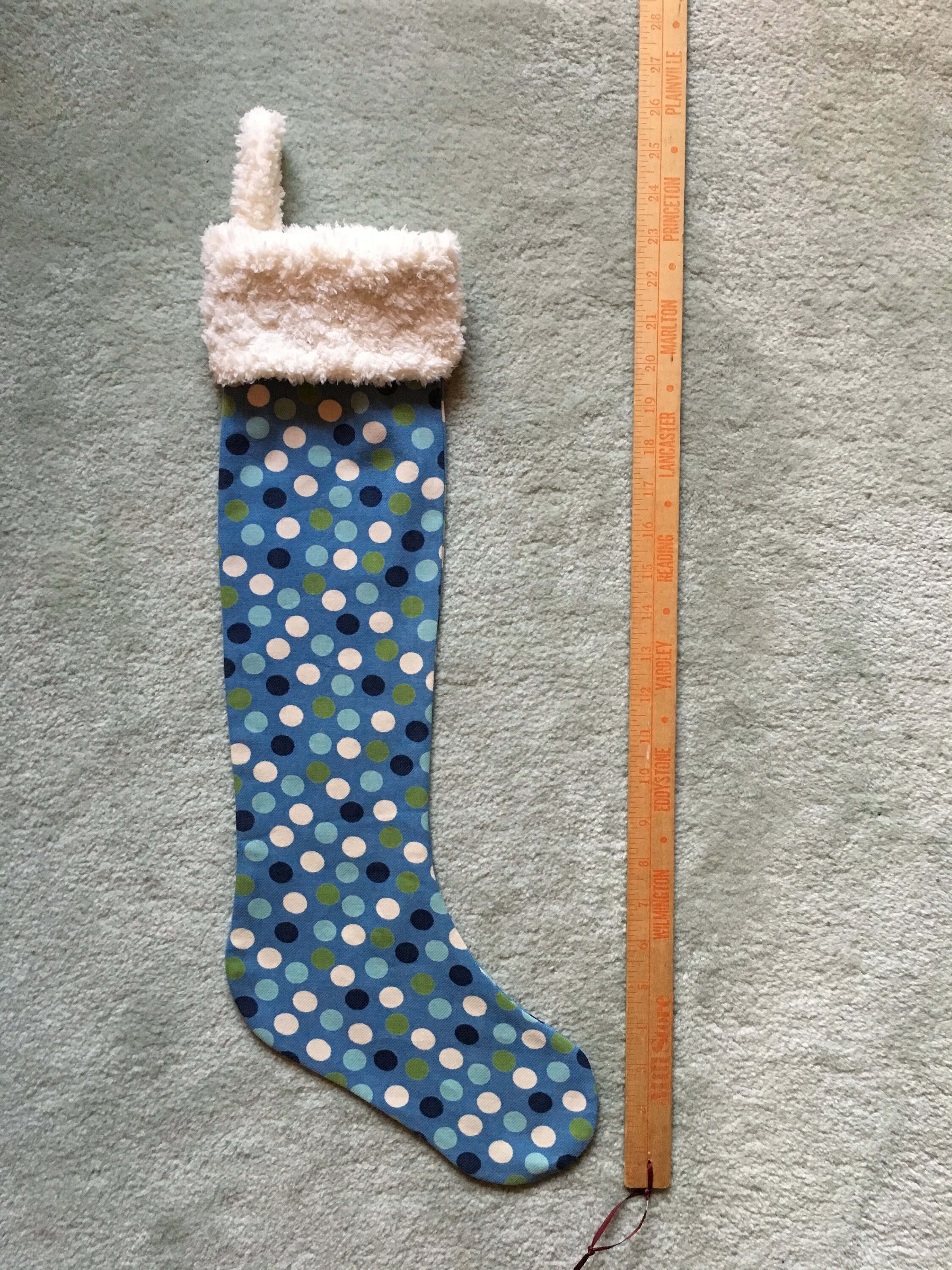 Blue Polka Dot Flannel Extra-long Holiday Stocking - Etsy