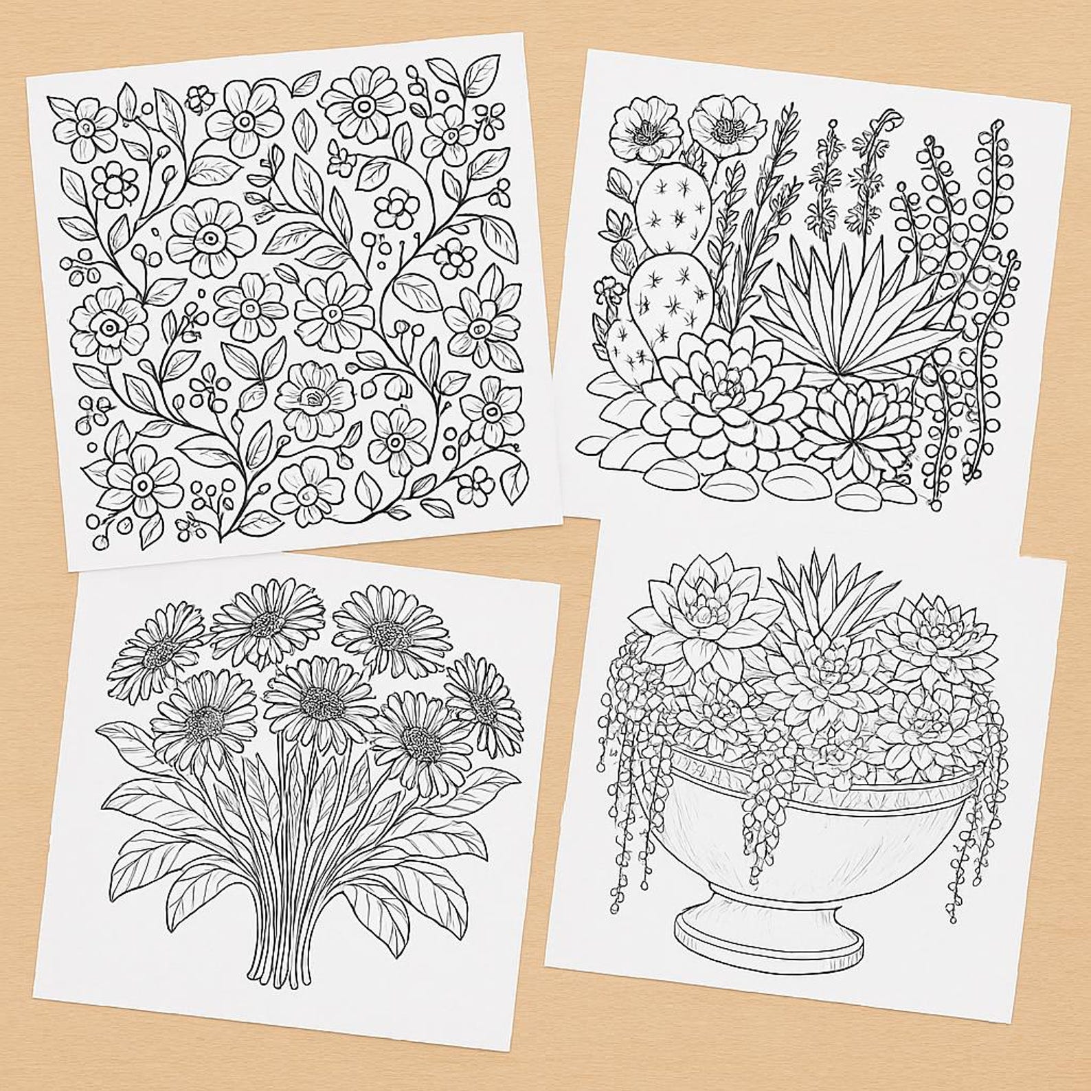 Botanical Coloring Book – 50 Nature Designs, Stress Relief (PDF Pattern ...