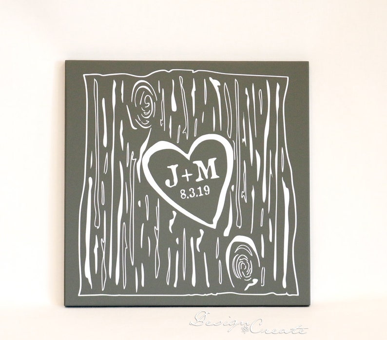 Carved Initials Sign Carved Look Design Initials and Date - Etsy